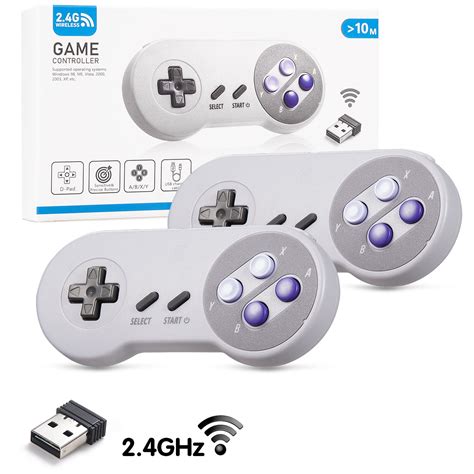 2 Pack Wireless SNES Controller LUXMO 2 4GHz USB Gamepad Classic Game