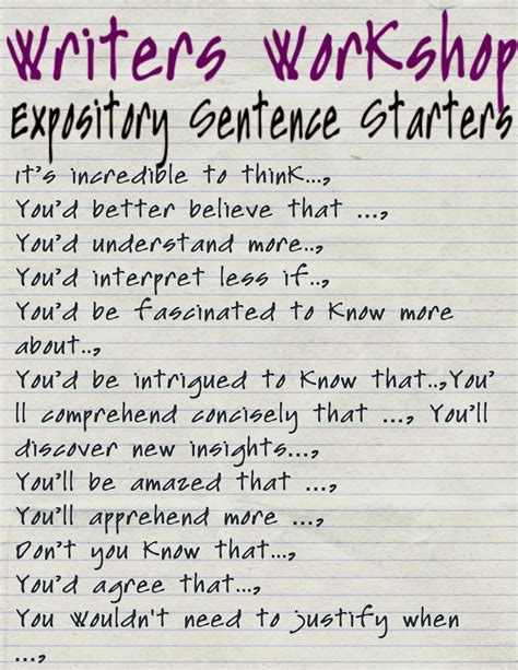 Sentence Starters For Narratives