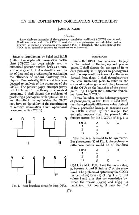 Pdf On The Cophenetic Correlation Coefficient