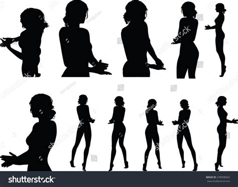 Vector Image Woman Silhouette Hand Gesture เวกเตอรสตอก ปลอดคา