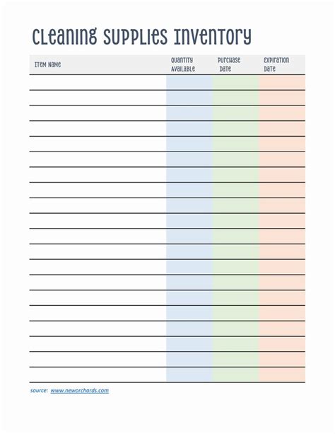 Cleaning Supplies Inventory Free Excel Template For Easy Tracking