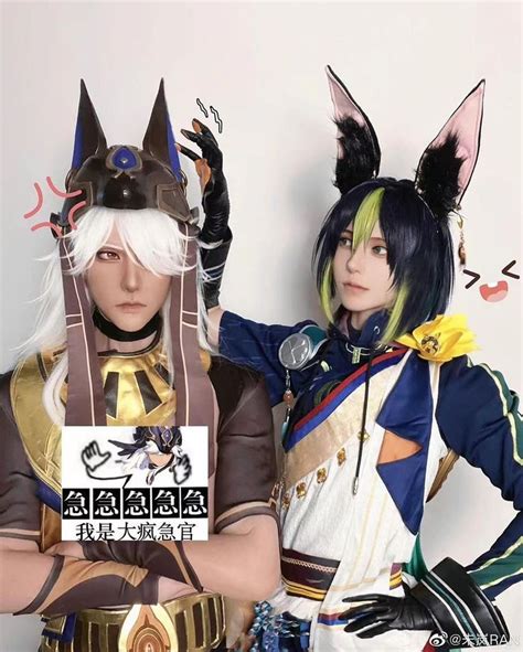 Two Anime Cosplay Standing Next To Each Other