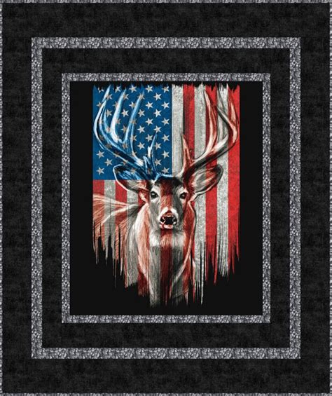 Patriotic Deer American Flag Panel Pattern Quilt Pattern For Etsy