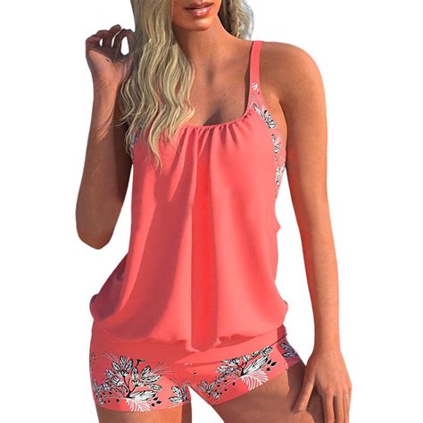 Huaangel Women Hide Belly Loose Top Print Tankini Bathing Suit Swimsuit