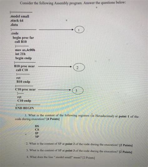 Consider The Following Assembly Program Answer The