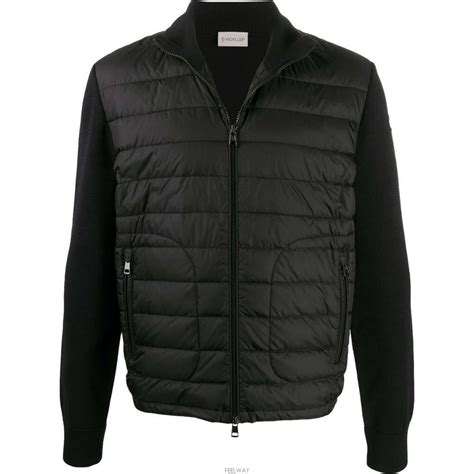 24fw 몽클레어 로고 패치 블랙 니트 패딩 가디건 J2091 9b50700 A9 몽클레르 다운 패딩 원래 명품은 필웨이 Feelway
