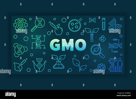 Vector Gmo Colorful Linear Horizontal Banner On Dark Background Stock Vector Image And Art Alamy