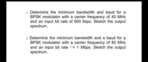 Solved Determine The Minimum Bandwidth And Baud For An Input Bit Rate