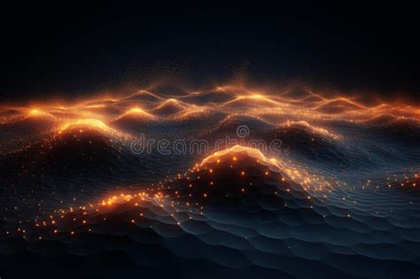 Abstract Digital Landscape With Glowing Particles Stock Illustration Illustration Of Motion