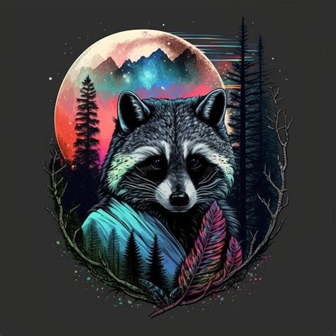 Premium Photo Beautiful Raccoon Illustration Design As Portrait