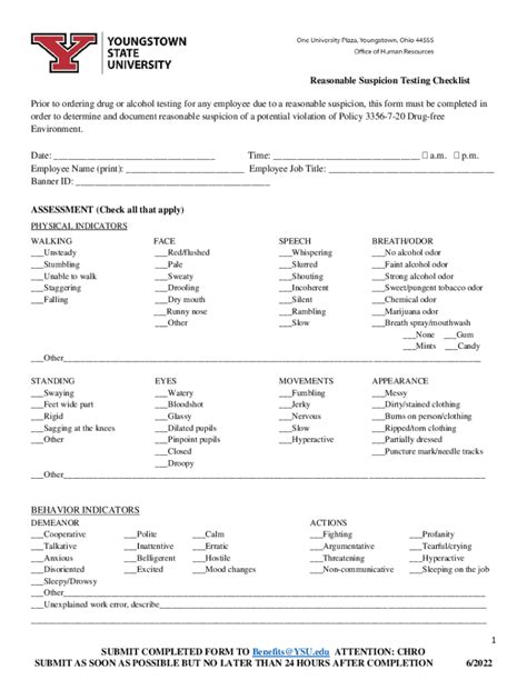 Fillable Online Checklist For Reasonable Suspicion Testing Sample Clauses Fax Email Print