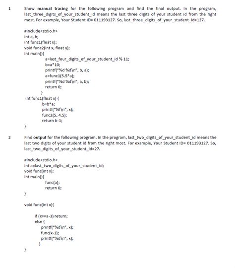 Solved Show Manual Tracing For The Following Program And Chegg