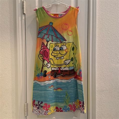 Vintage Pajamas Spongebob Squarepants Beach Graphic Nightgown