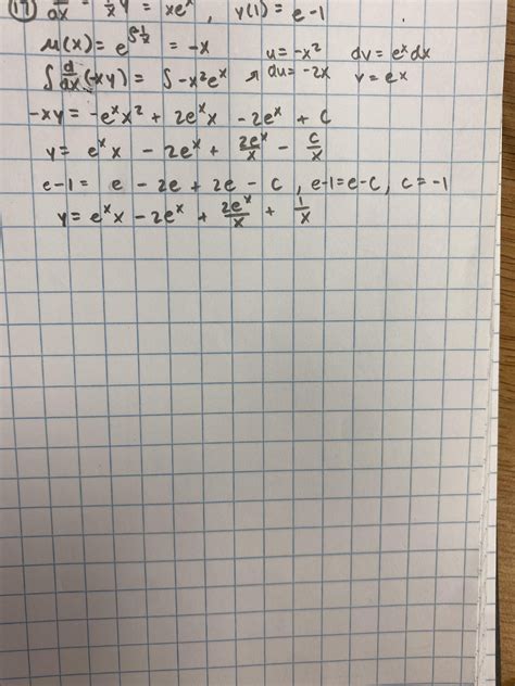 Linear Differential Equation With Initial Value Book Says The Answer Is Y Xe X X R Calculus