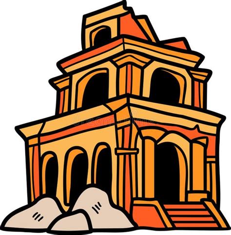 A Cartoon Drawing Of A Building With A Door And A Window Stock Vector