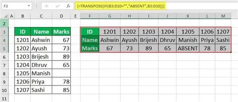 Transpose Function In Excel How To Use The Formula