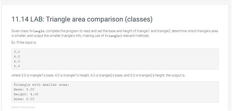Solved 1114 Lab Triangle Area Comparison Classes Given