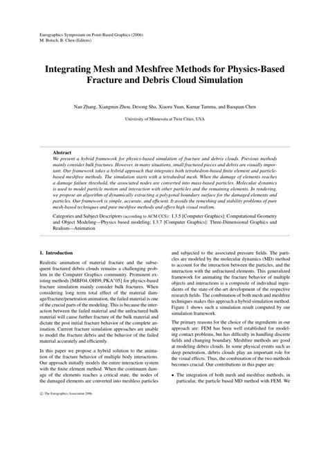 pdf integrating mesh and meshfree methods for physics based fracture