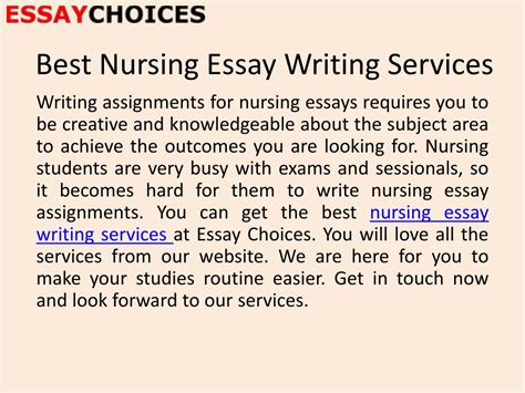 Ppt Best Nursing Essay Writing Services Powerpoint Presentation Free