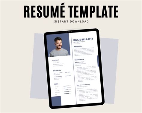 Editable Resumé Template Editable on Canva CV Template