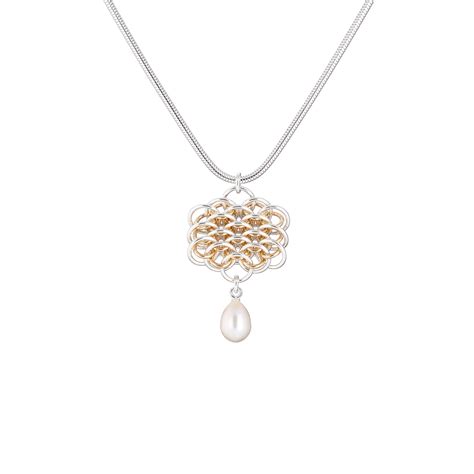 Nymph Pearl Gold And Silver Chainmail Necklace Naiiad