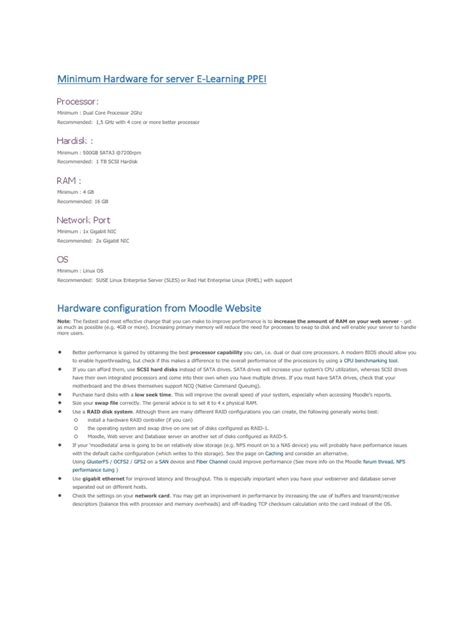 Minimum Hardware For Server E Pdf Network Interface Controller Random Access Memory