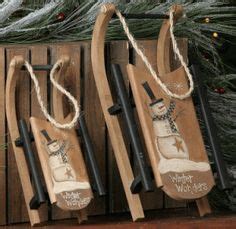 Primitive Wood Sled Warm Winter Welcome Christmas Time Wooden Diy