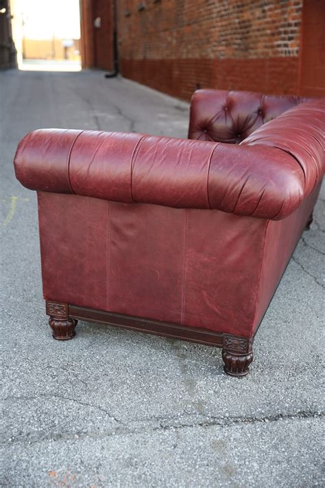 Vintage Chesterfield Leather Sofa Bernhardt Tufted Button Couch