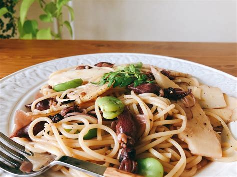 春のペペロンチーノ～そら豆・竹の子・ほたるいかのパスタ～﻿ 食トレーニング研究所