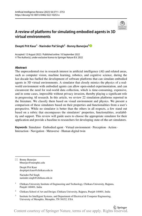 A Review Of Platforms For Simulating Embodied Agents In 3d Virtual