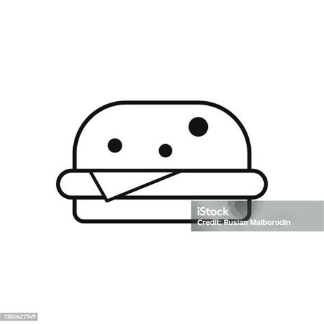漢堡輪廓向量圖示細線黑漢堡圖示平面設計向量向量圖形及更多三文治圖片 三文治 不健康飲食 健康的生活方式 Istock