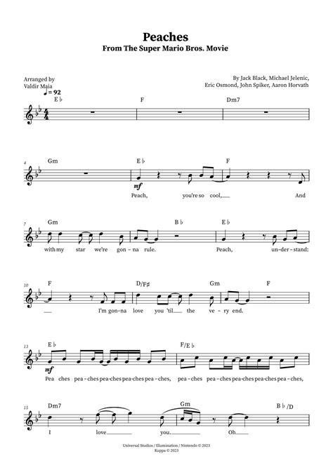Peaches Arr Valdir Maia Sheet Music Jack Black Lead Sheet Fake