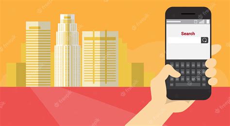 premium vector hand hold cell smart phone application online web search banner flat vector