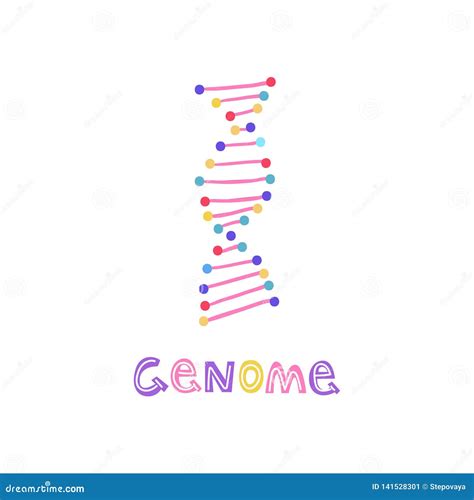 Spiral Dna Hand Drawn Genome Sequencing Illustration Human Dna