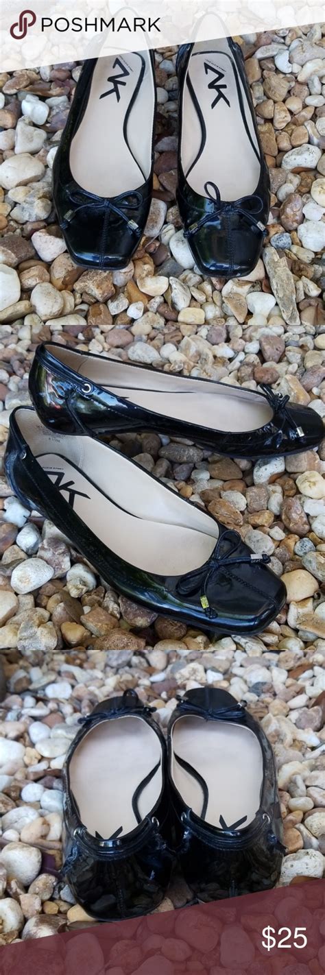 Anne Klein Ballet Flats Black Patent Leather Shoes Anne Klein Shoes Flat Shoes Women