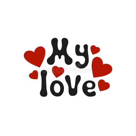Lettering Romantic Phrase Thinking Of You Handdrawn Decorative Element