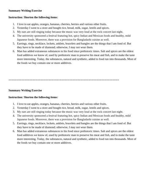 Summary Writing Exercises Fewer Items Pdf Noun Plural Summary Writing Exercises Fewer Items Pdf Noun Plural