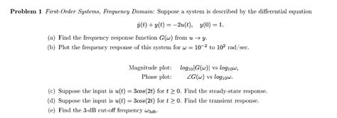 Solved Problem 1 First Order Systems Frequency Domain