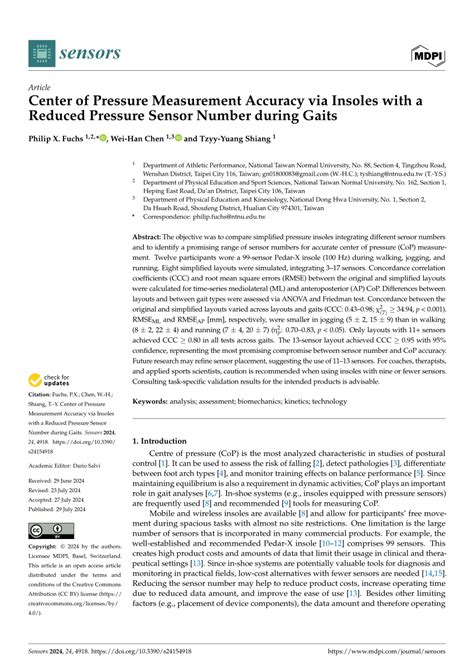 Pdf Center Of Pressure Measurement Accuracy Via Insoles With A Reduced Pressure Sensor Number