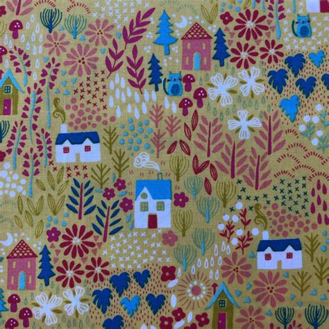 Kitty Garden Cotton Fabric Kitty Little Stitcher Sews
