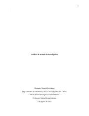 NURS TAREA docx Análisis de artículo de investigación Diomarie Maytiel Rodríguez