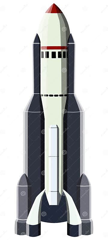 Cartoon Spaceship With Elongated Hull Isolated On White Design Element