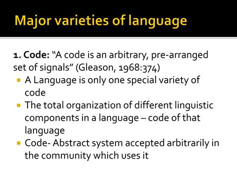 Ppt Language Variation Major Varieties Of Language Powerpoint