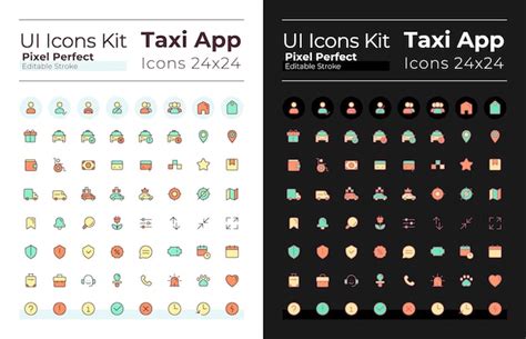 Premium Vector Taxi Service Pixel Perfect Rgb Color Ui Icons Set For Dark Light Mode