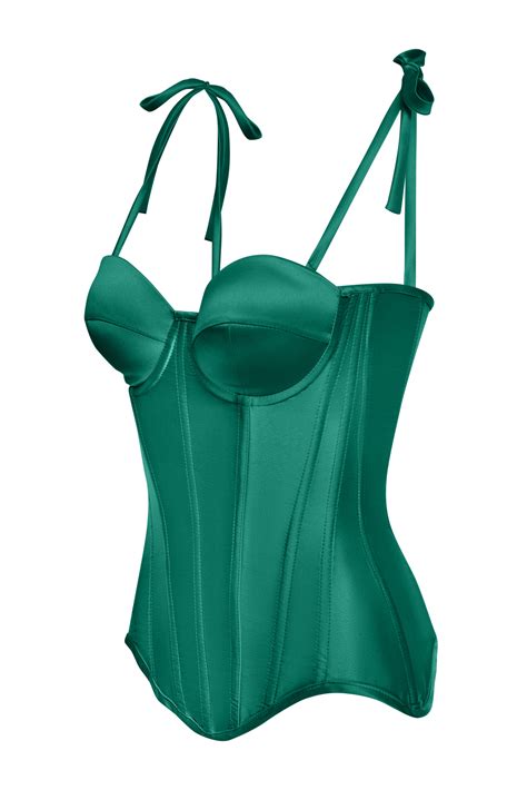 Emerald Green Satin Corset Top Steel Bones Custom Corset Tops Remova