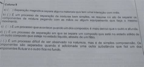 Faça a associação correta entre as colunas 1 catação 2