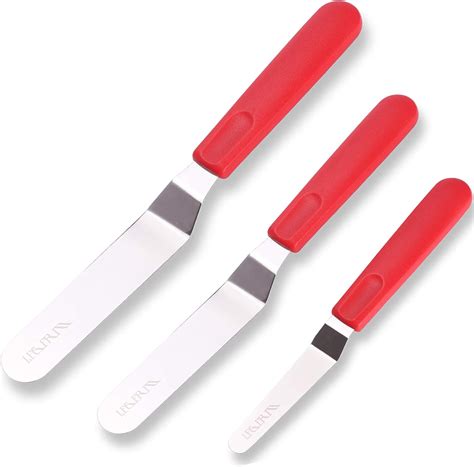 3 Rouge Gâteau Spatules des patisseries en Acier Inoxydable Spatule