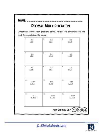 Decimal Multiplication Worksheets 15