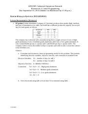F Hwk Docx AEM Industrial Operations Research Homework Linear Programming Due