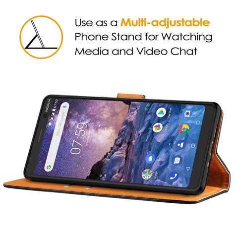 Peakally Peakally Nokia 7 Plus Case Premium Pu Leather Flip Wallet